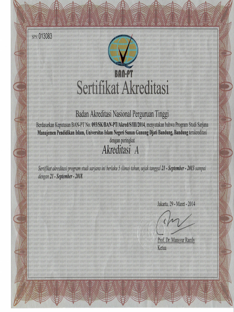 Sertifikat Akreditasi MPI 2013-2018 (A) - Compressed | PDF