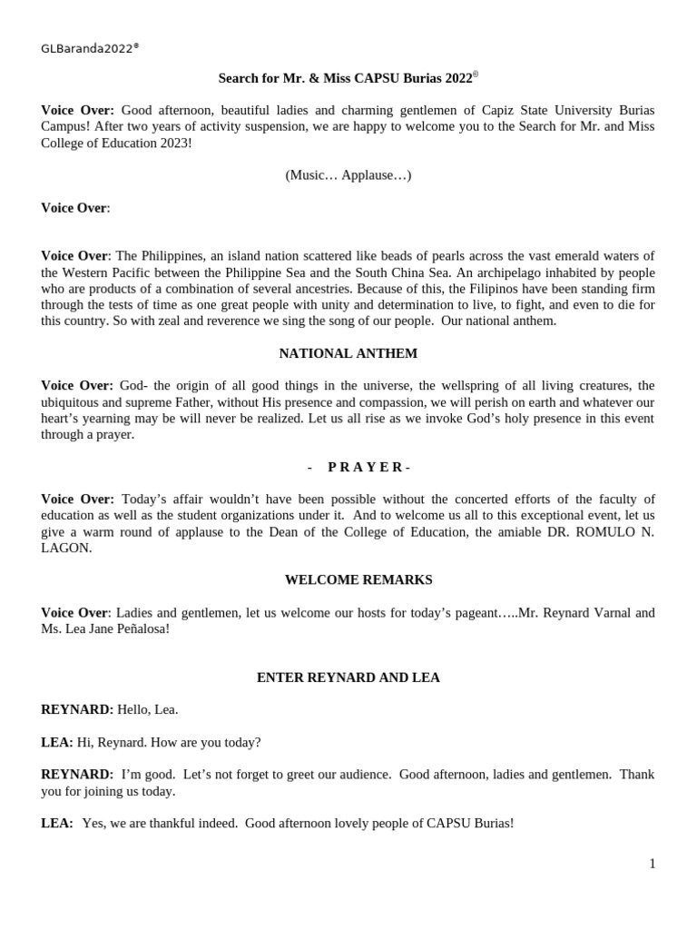 Search For Mr. and Ms. CapSU 2022 2 | PDF