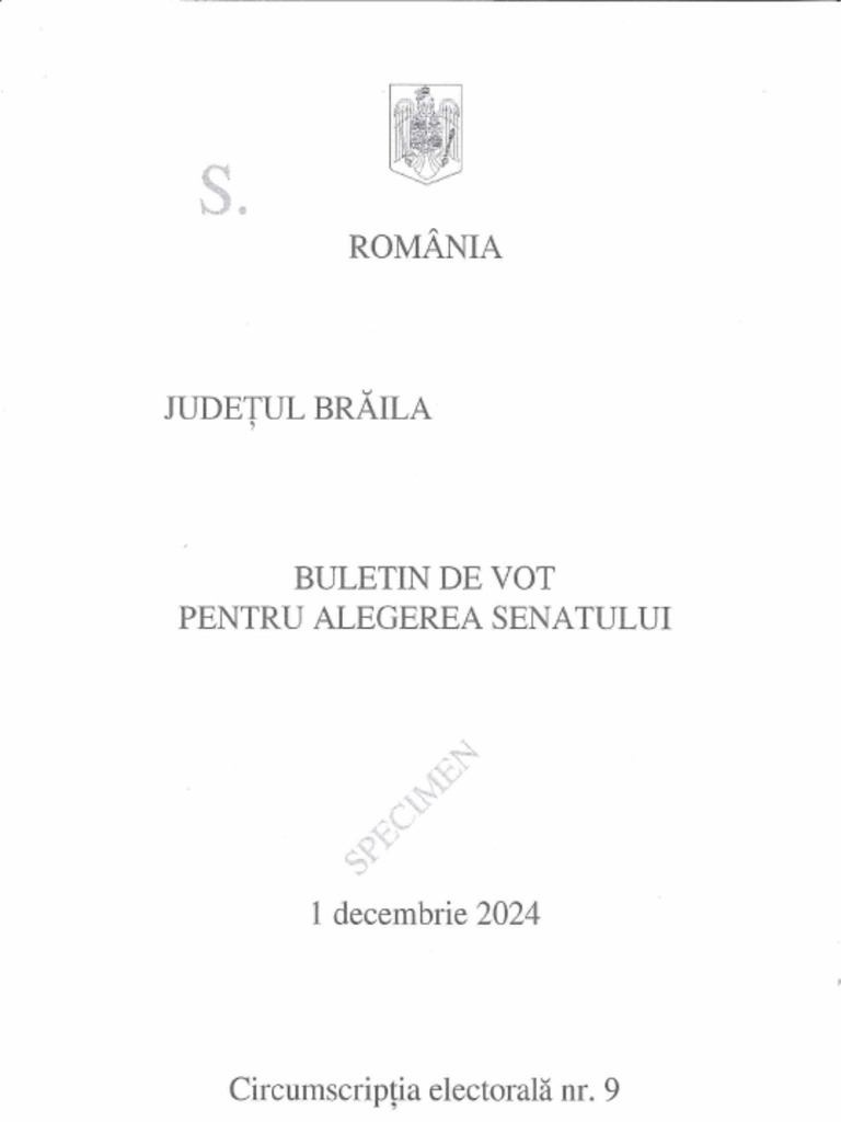 Macheta Buletin Vot - Senat | PDF