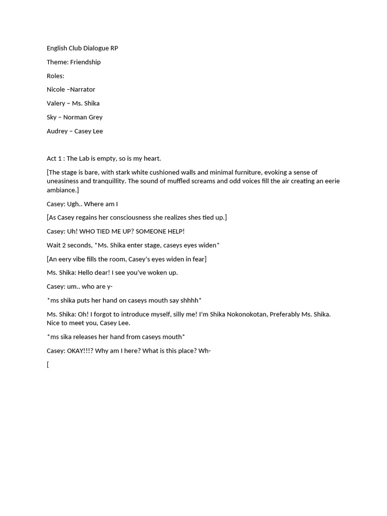 English Club Dialogue RP-1 | PDF
