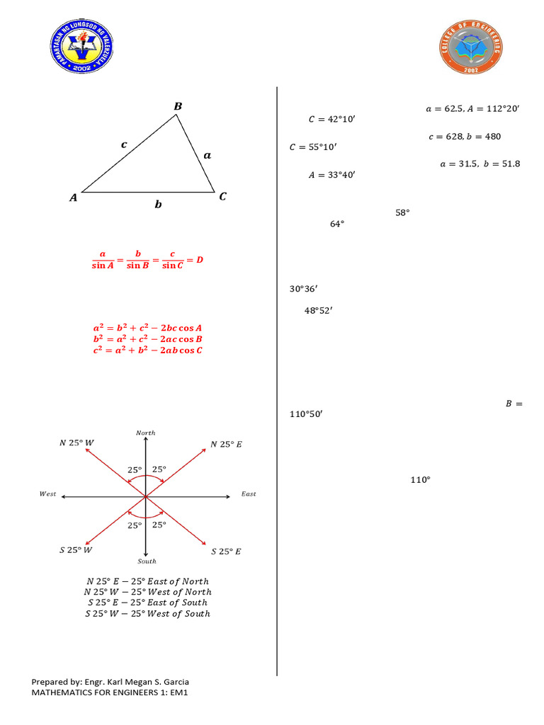 8.2 Solutions and Applications of Oblique Triangle | PDF | Triangle | Angle