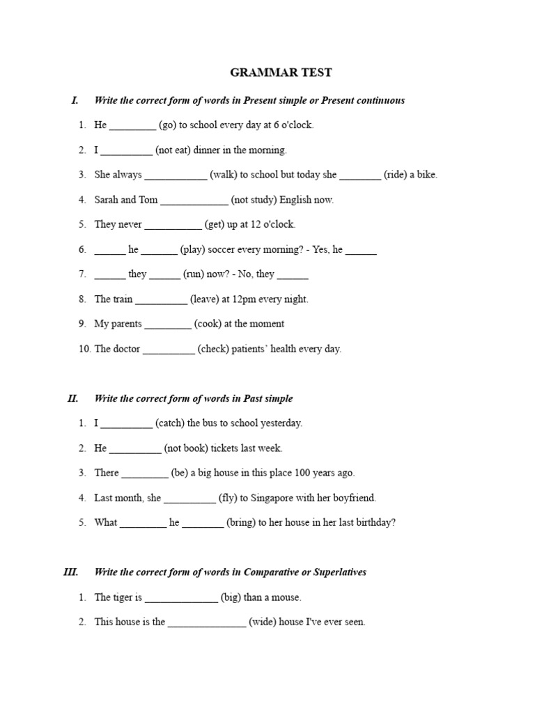 Grammar Test | PDF