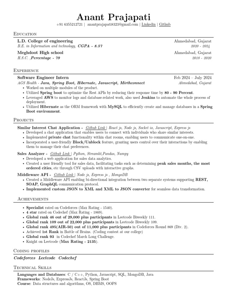 Anant Resume | PDF | Databases | Data Management