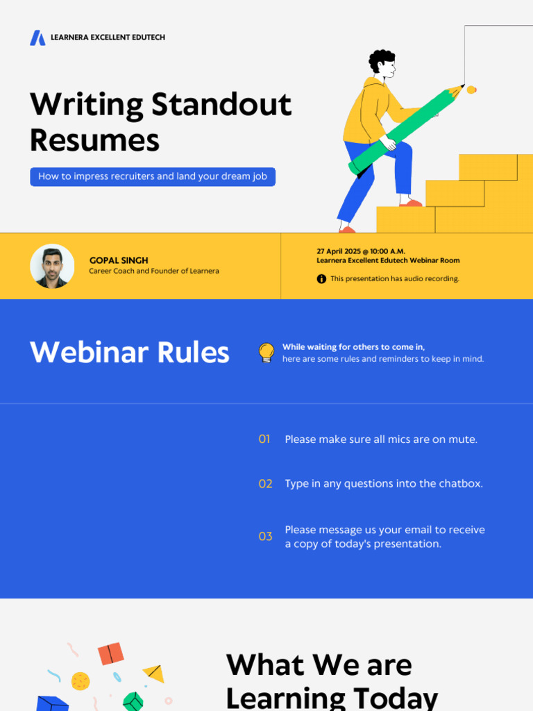 Resume Writing Workshop Webinar Keynote Presentation in White Yellow and BL - 20241130 - 095200 ...