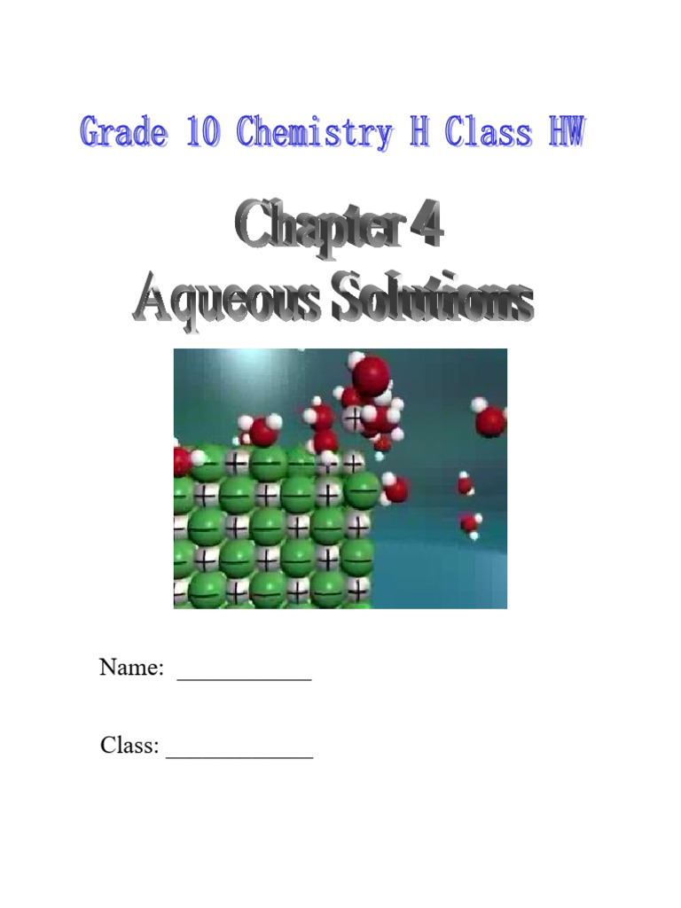 Chapter 4 HW Grade 10 HL 4.1 4.4 | PDF | Aqueous Solution | Acid