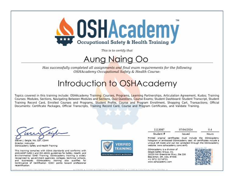 1113087-Introduction To OSHAcademy | PDF