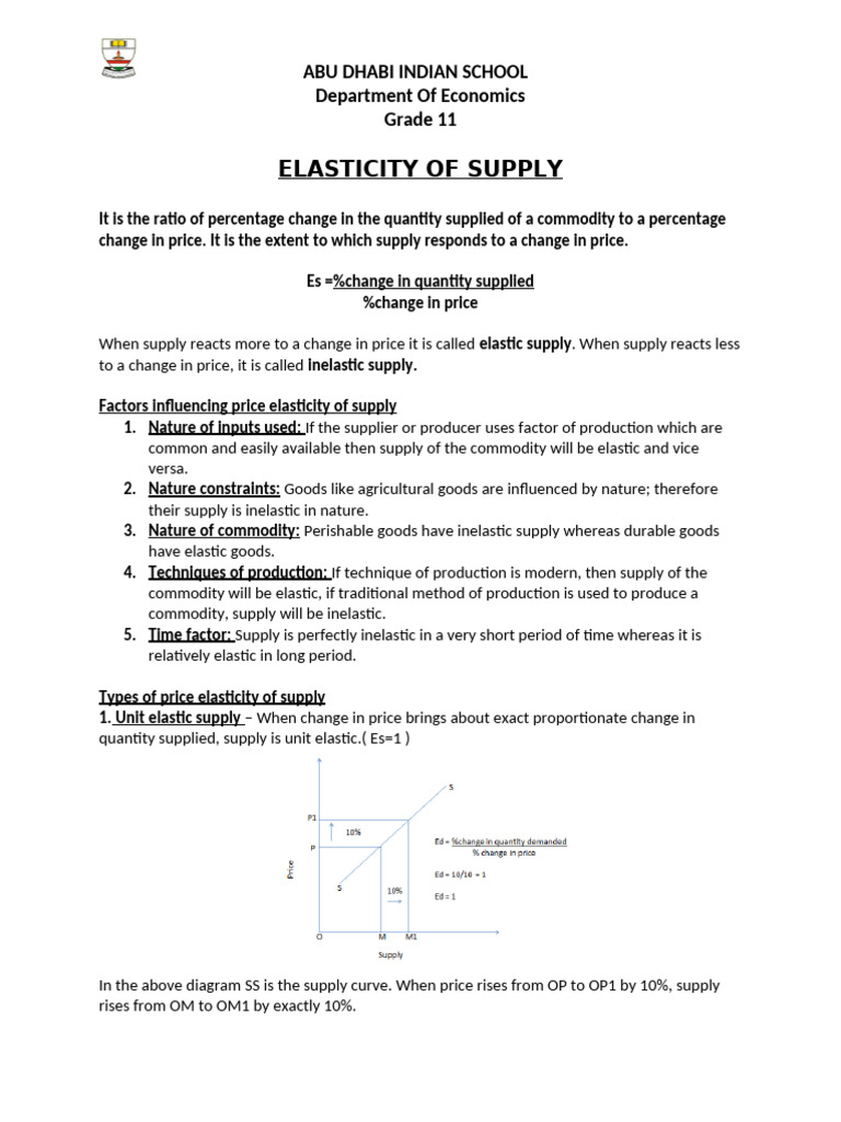 Elasticity of Supply | PDF | Elasticity (Economics) | Supply (Economics)
