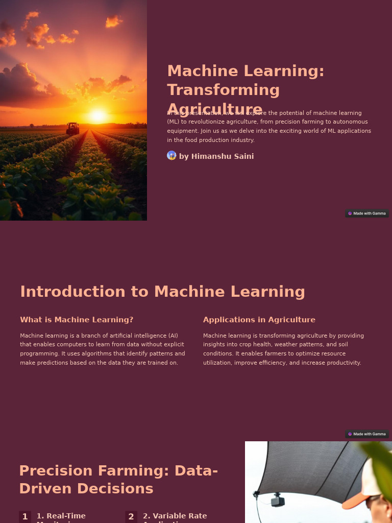 Machine Learning Transforming Agriculture | PDF | Machine Learning ...