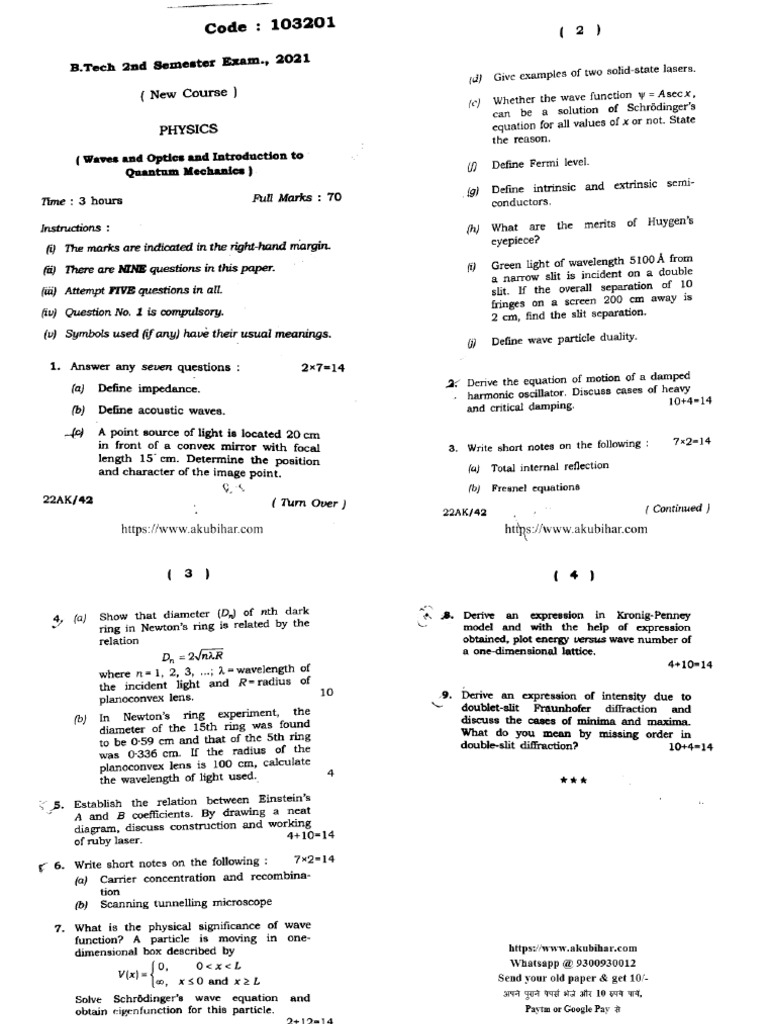 Btech 2 Sem Physics Waves and Optics and Introduction To Quantum ... Btech 2 Sem Physics Waves and Optics and Introduction To Quantum ...