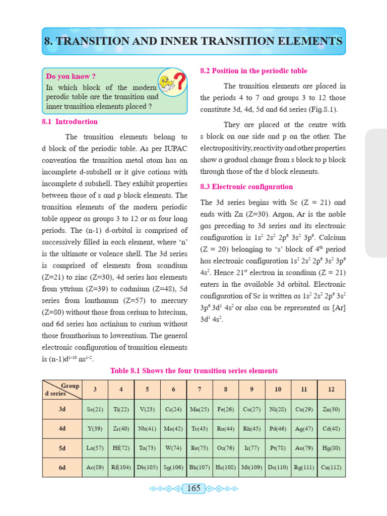 Transition and Inner Transition Elements | PDF | Transition Metals ...