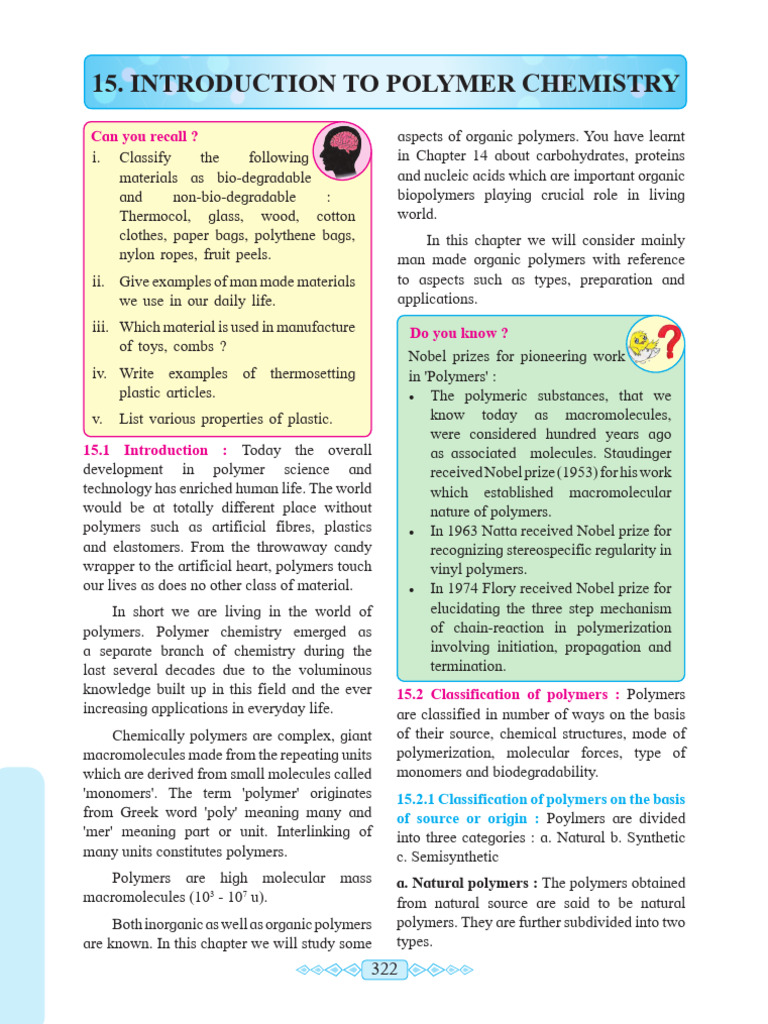 Introduction To Polymer Chemistry | PDF | Polymers | Polymerization