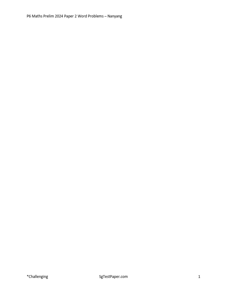 P6 Maths Prelim 2024 Worked Solutions Nanyang | PDF | Mathematics