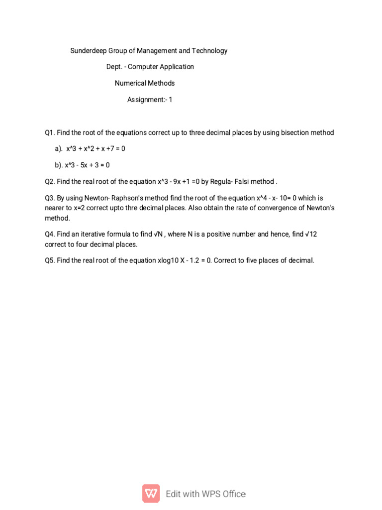 Assignment 1 NM | PDF