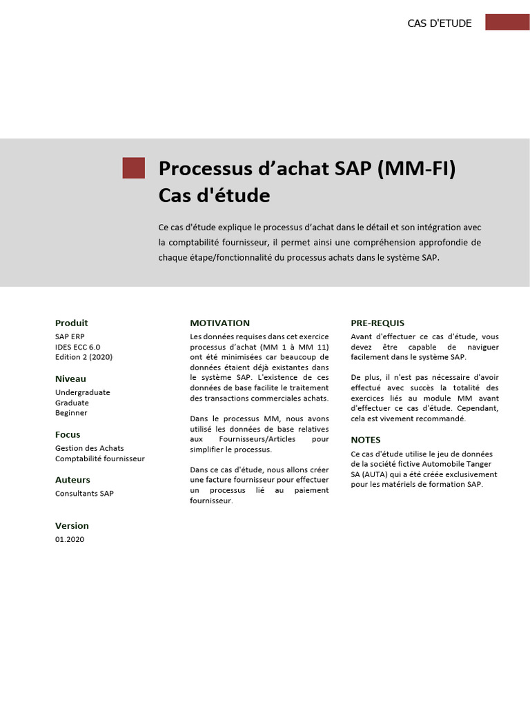 Processus d'Achat dans SAP MM | PDF | Facture | Comptabilité