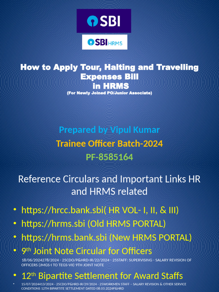 How To Apply Tour, Halting and Travelling in HRMS-1 | PDF