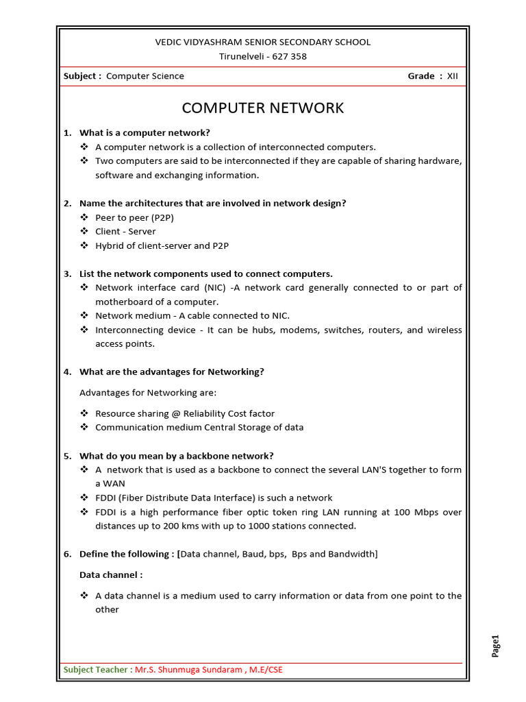 12cs Computer Network QB Part 2 | PDF | Computer Network | Fiber Optic Communication