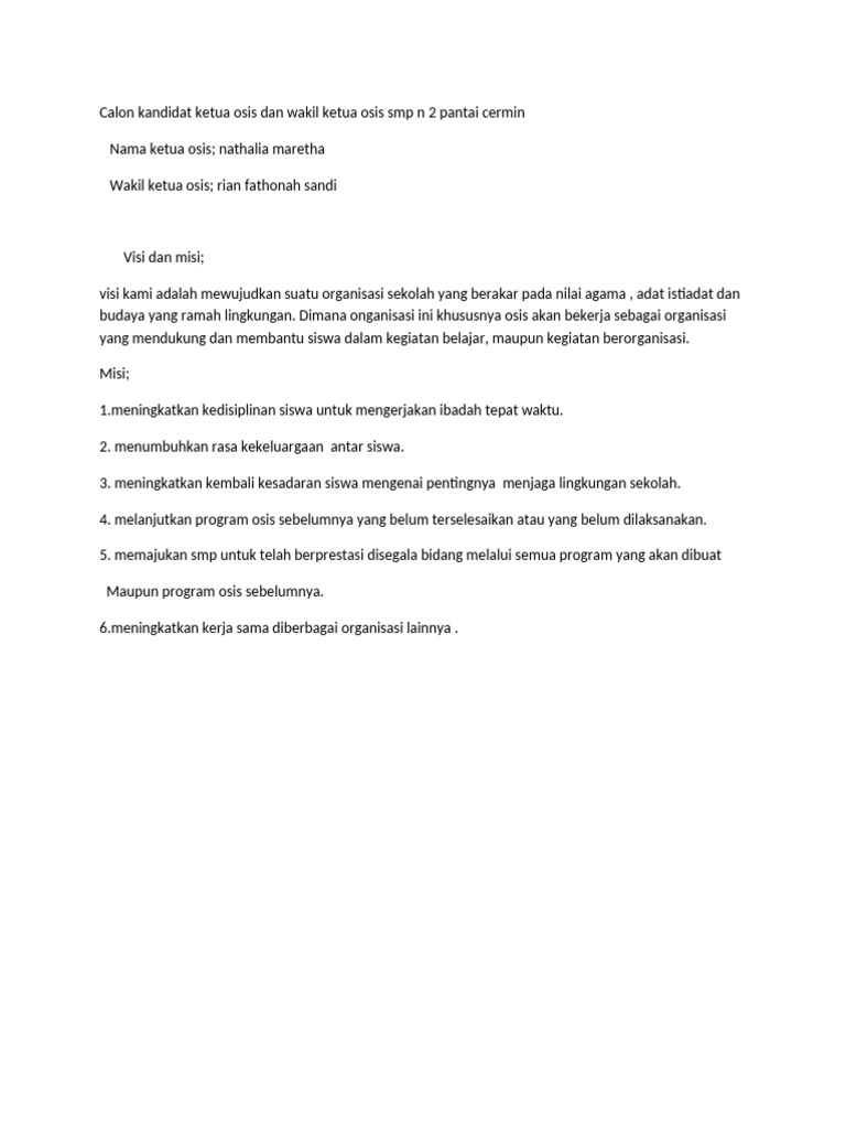 Visi Misi Paslon 3 | PDF