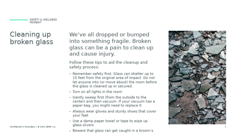 04 - GWS Safety & Wellness Moment - Cleaning Up Broken Glass | PDF