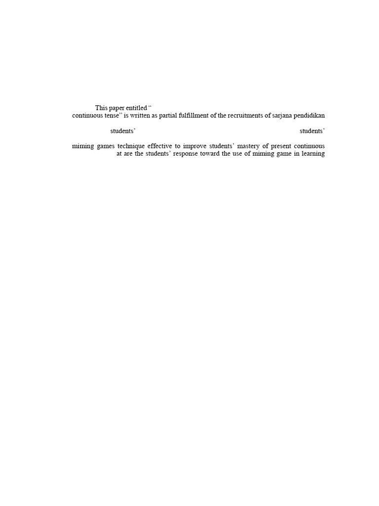 The Effectiveness of Using Miming Game in Teaching Present Continuous ...