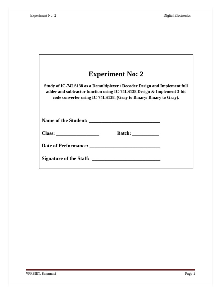 Expt 2 For Print | PDF | Digital Electronics | Computer Engineering