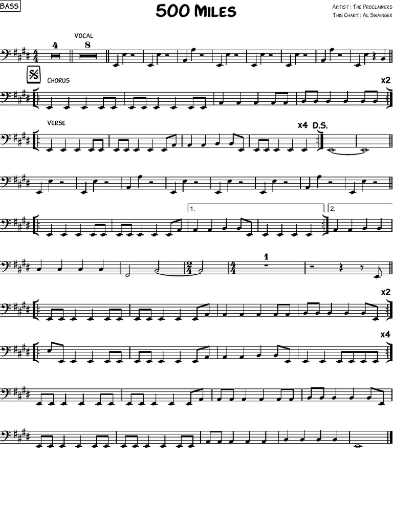 500 Miles - Bass | PDF