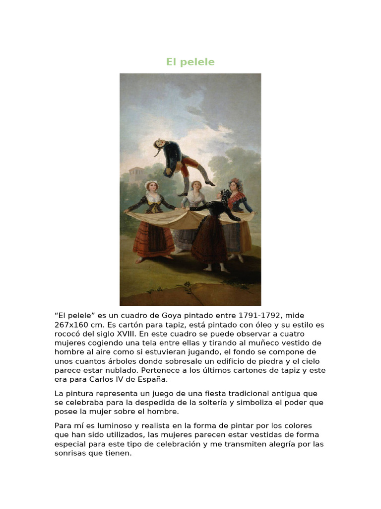 Goya y el Poder Femenino en "El Pelele" | PDF