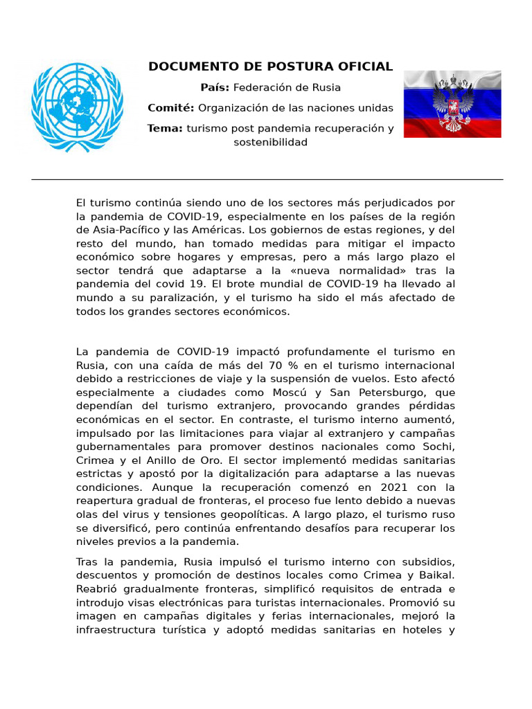 Documento de Postura Oficial | PDF | Turismo | Rusia