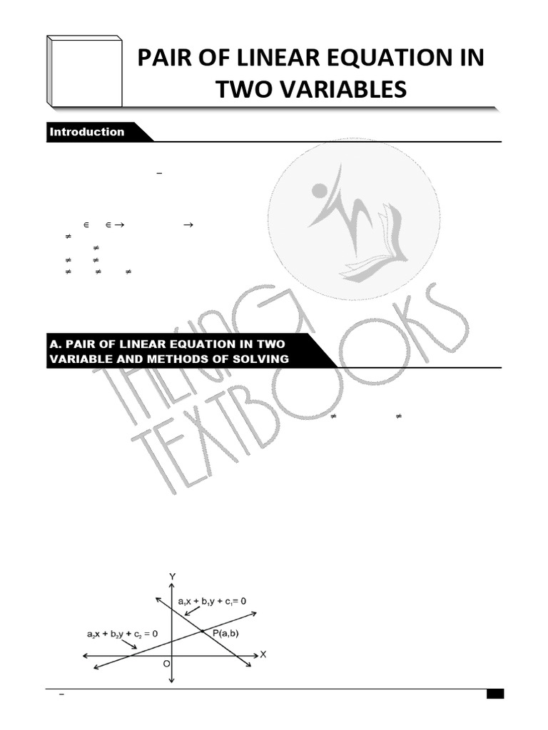 Pair of Linear Equation in Two Variables | PDF | Equations | Variable ...