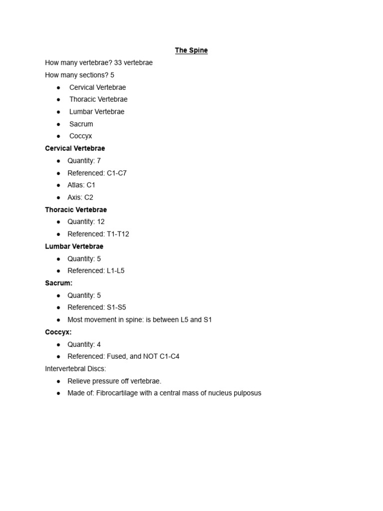 The Spine Notes | PDF | Vertebral Column | Scoliosis