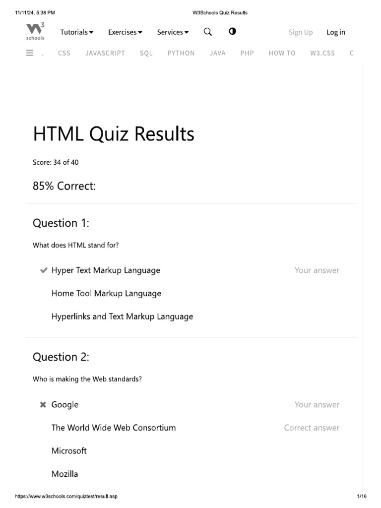HTML Quiz | PDF