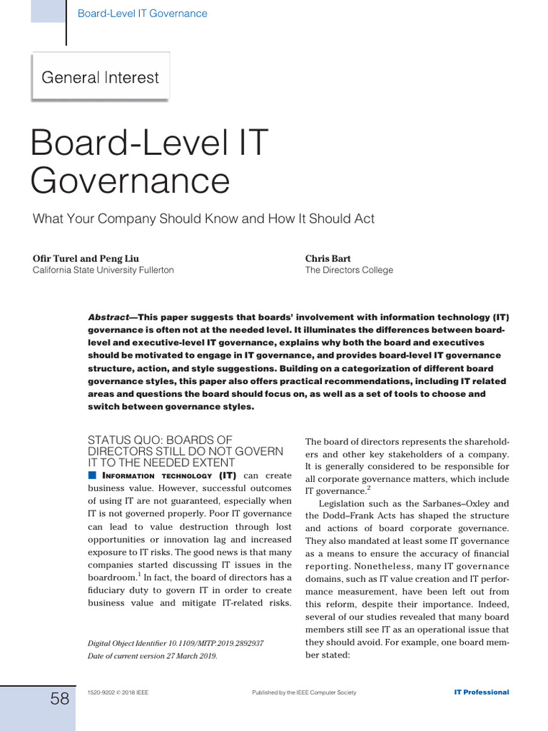 Boardlevel Governance Pdf Governance Risk Management