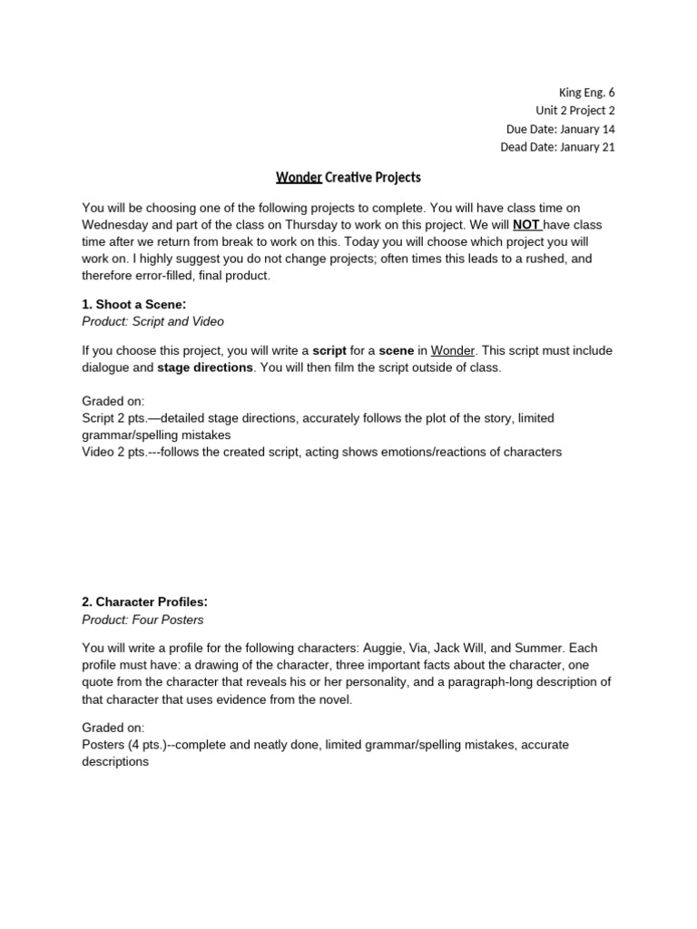 Unit 2 Project 2 Creative Projects | PDF