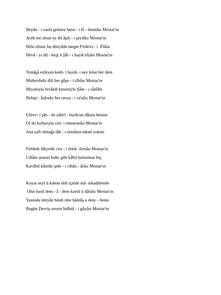 Gazel o Mostaru Turski | PDF