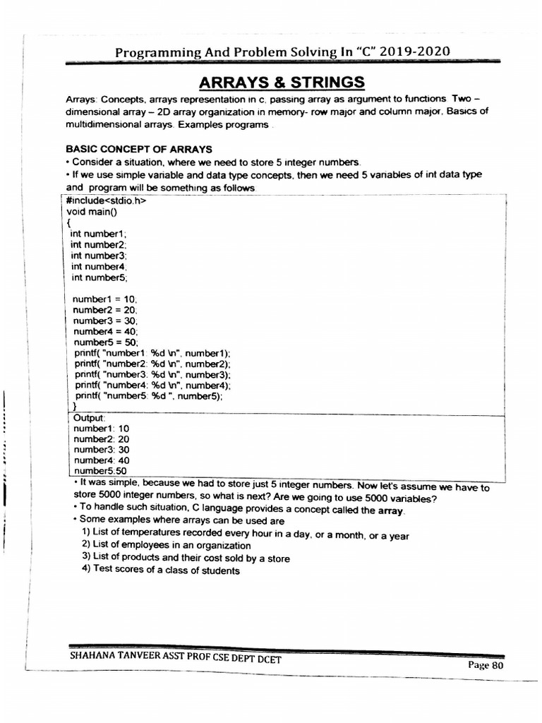 Unit - 2 Arrays and Strings | PDF