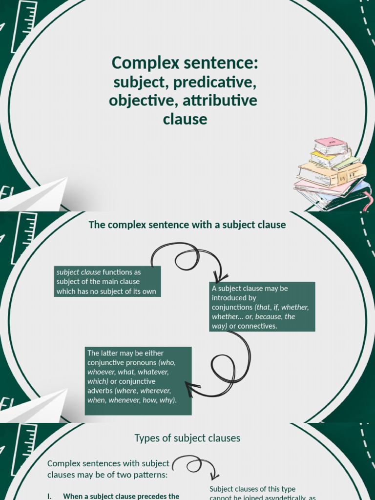 Complex Sentence Subject, Predicative, Objective, Attributive Clause ...