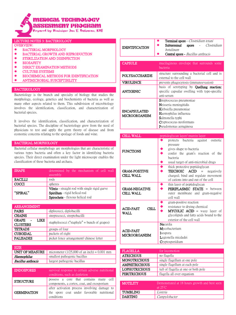 Bacteriology Lecture Notes Overview | PDF | Bacteria | Streptococcus