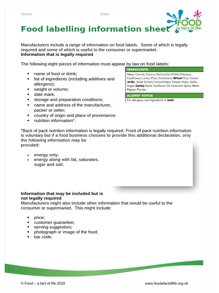 Food Labeling Requirements Guide | PDF