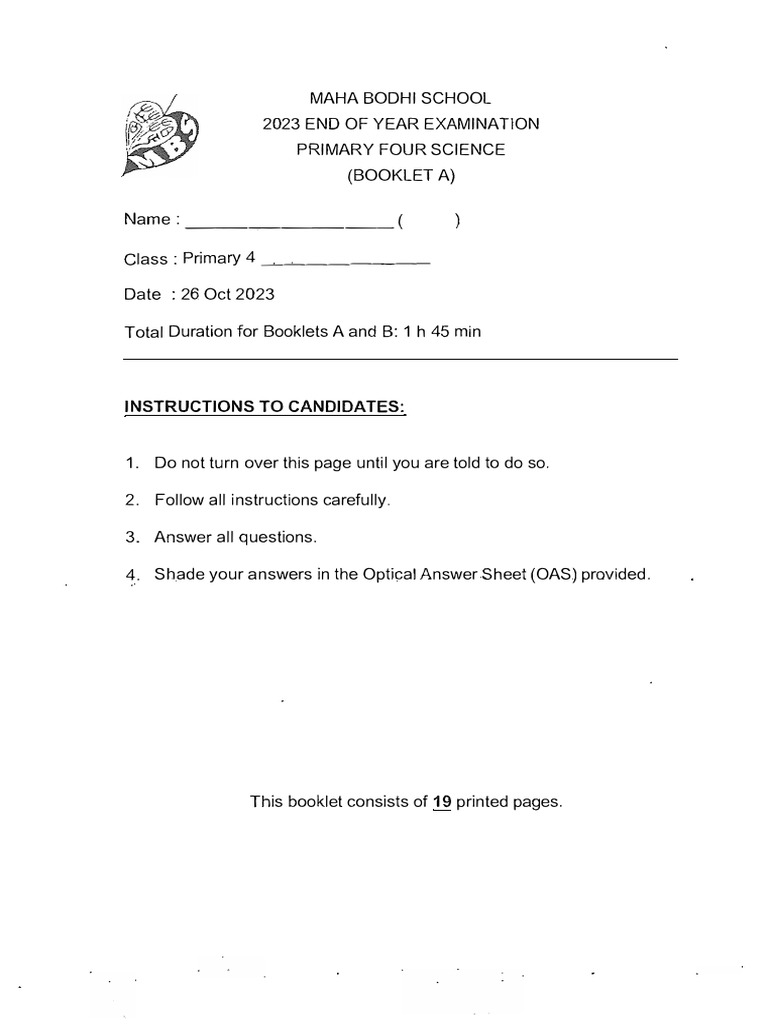 P4 Science EOY 2023 MahaBodhi Exam Papers | PDF