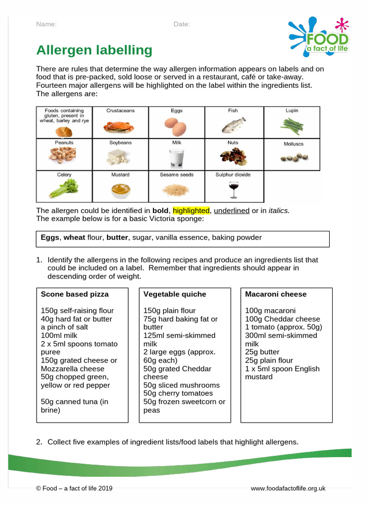 Allergen Labelling Ws 1118ef | PDF