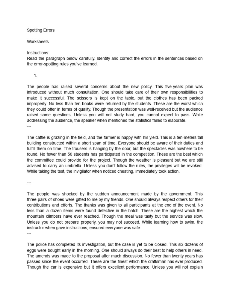 Spotting Errors | PDF