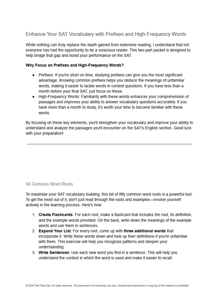 Enhance Your SAT Vocabulary With Prefixes and High-Frequency Words ...