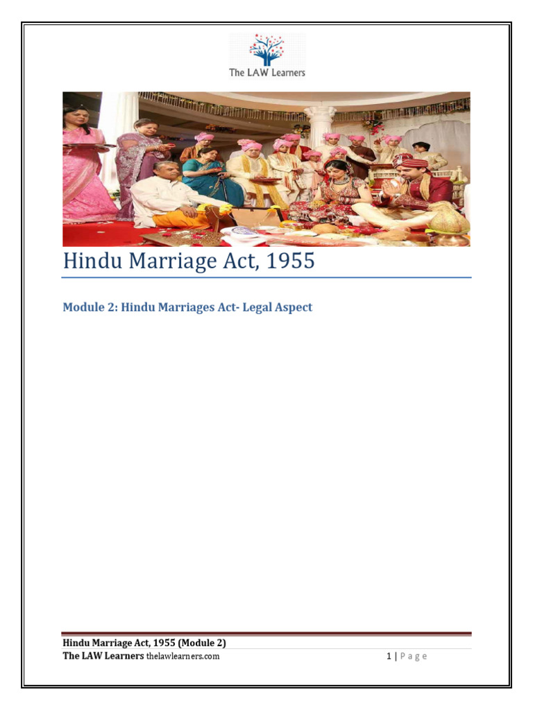 Hindu Marriage Act - Module 2 | PDF | Marriage | Justice