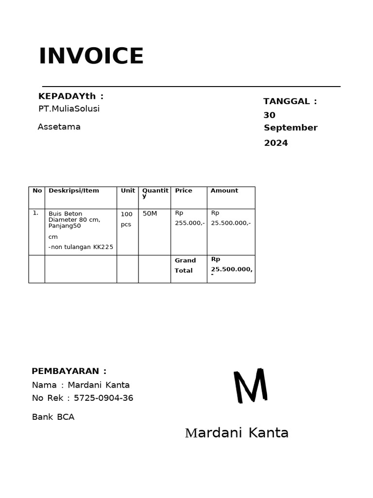 Invoice Buis Beton 30 September | PDF