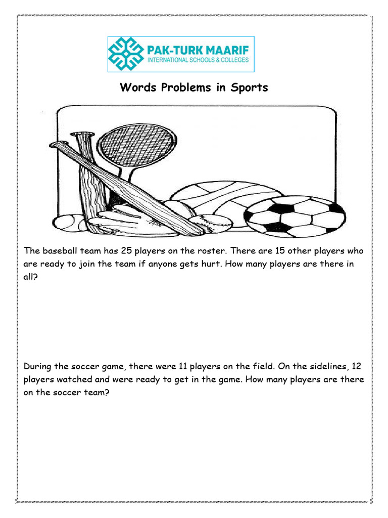 Words Problems in Sports | PDF