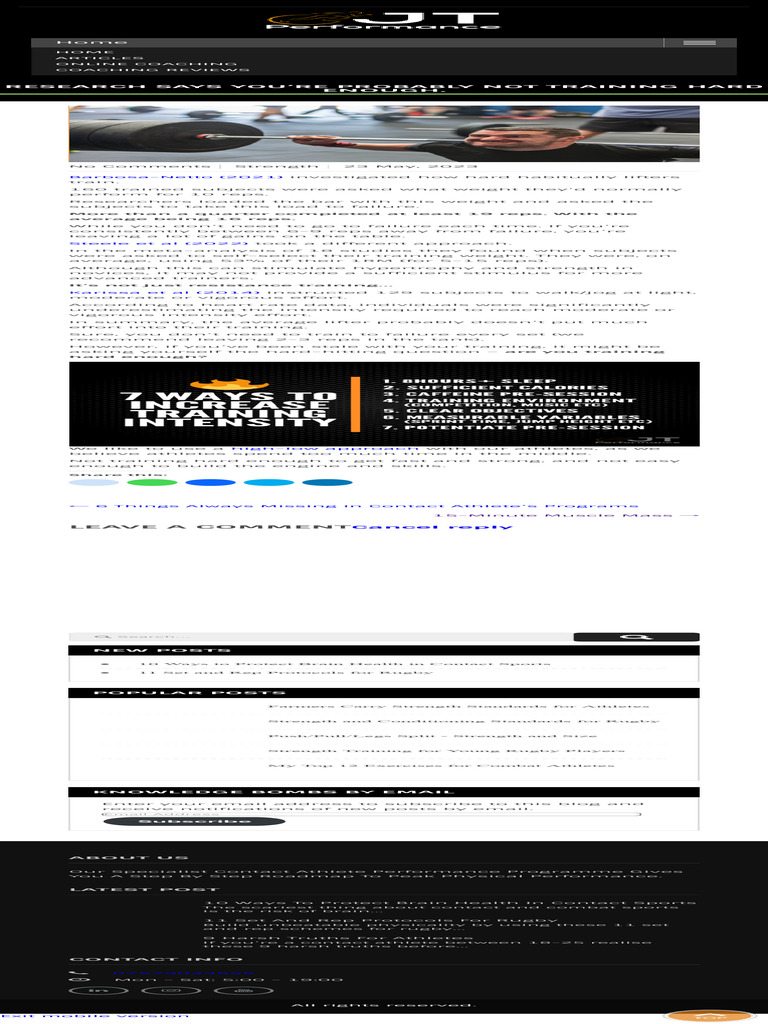 Research Says You're Probably Not Training Hard Enough | PDF | Strength ...