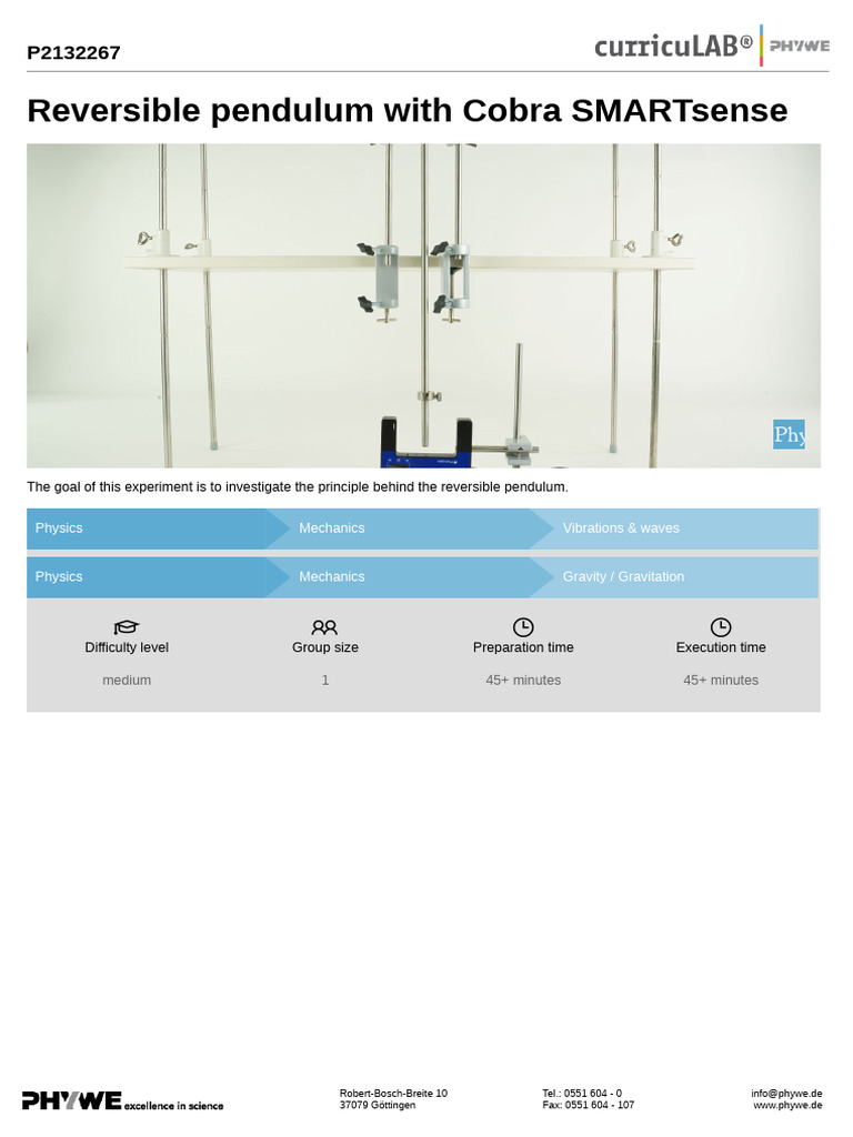 Reversible Pendulum Experiment Guide | PDF | Rotation Around A Fixed ...