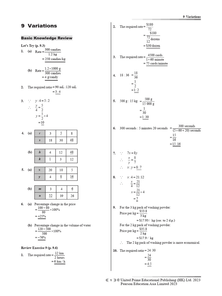 HKDSE Mathematics in Action (3rd Edition) 4B - Chapter 09 Variations ... HKDSE Mathematics in Action (3rd Edition) 4B - Chapter 09 Variations ...