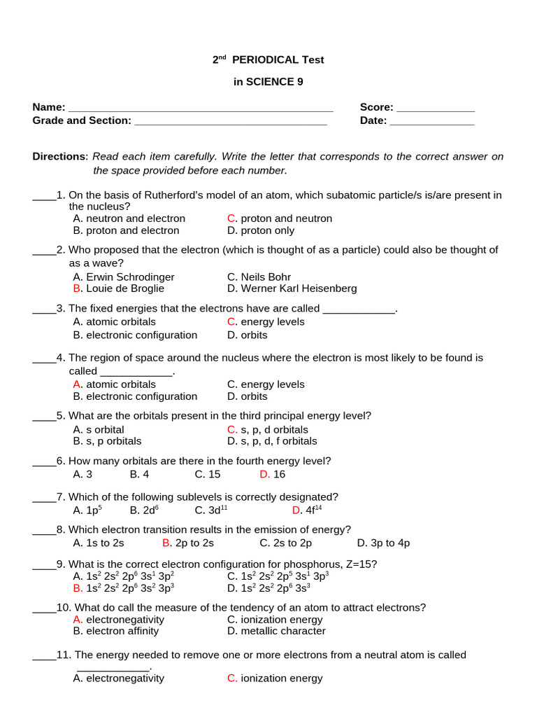 2nd PERIODICAL Test Science 9 - Q2 | PDF | Chemical Bond | Ionic Bonding