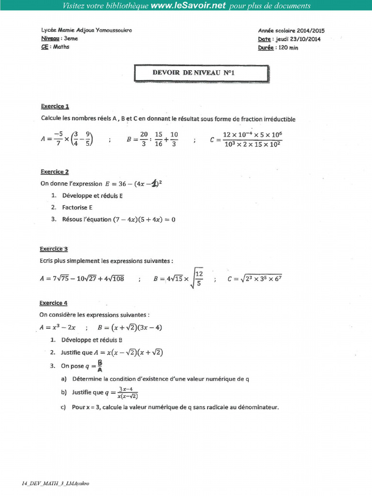 14 DEV MATH 3 LMAyakro | PDF