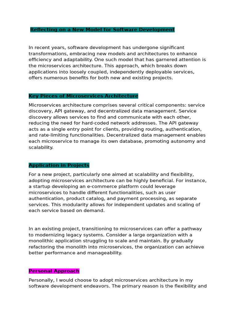 Reflecting On A New Model For Software Development | PDF | Computer ...